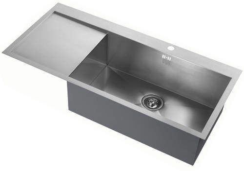 Overmounted Kitchen Sink, Left Hand Drainer (Satin, 1100x510). 1810 ...